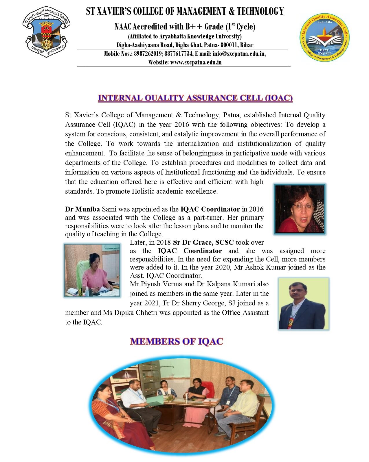 IQAC - St. Xavier’s College of Management & Technology