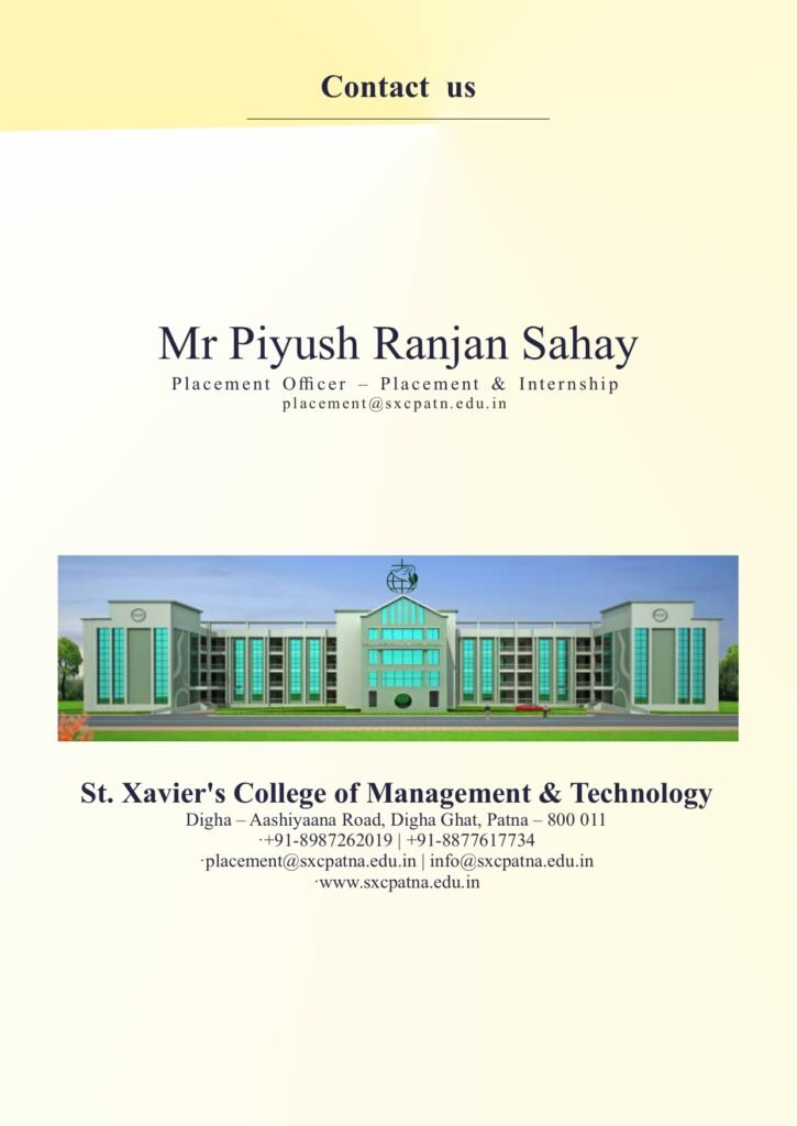 Placement Cell - Contact - St. Xavier’s College of Management & Technology